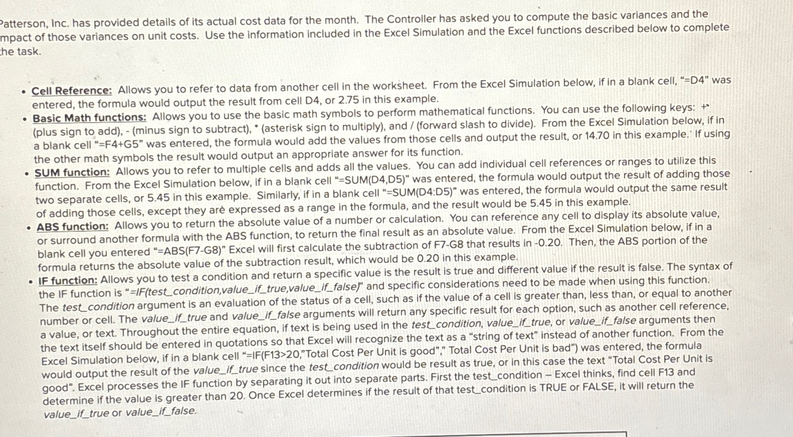 Solved Patterson, Inc. has provided details of its actual | Chegg.com