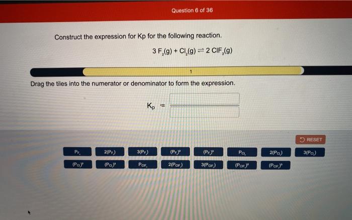 Solved Question 6 of 36 Construct the expression for Kp for | Chegg.com