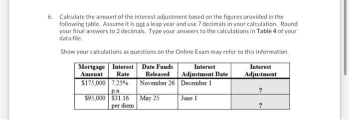 Solved 6. Calculate the amount of the interest adjustment | Chegg.com