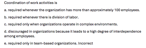 Solved Coordination of work activities isa. ﻿required | Chegg.com
