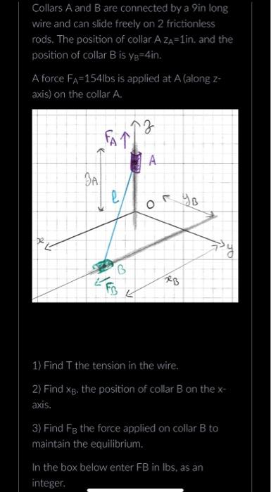 Solved Collars A and B are connected by a 9in long wire and | Chegg.com