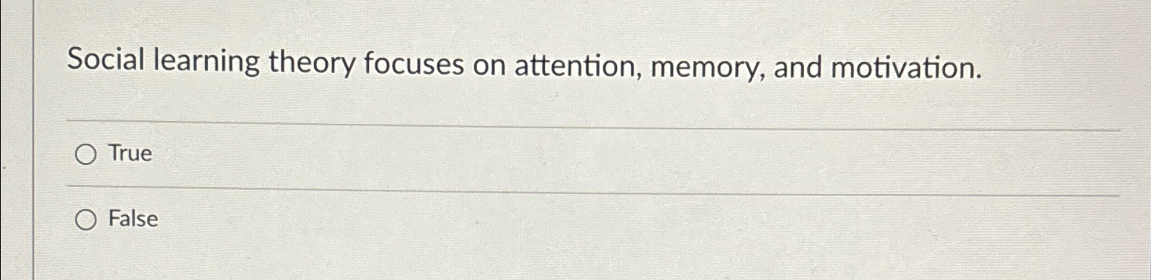 Solved Social learning theory focuses on attention, memory, | Chegg.com