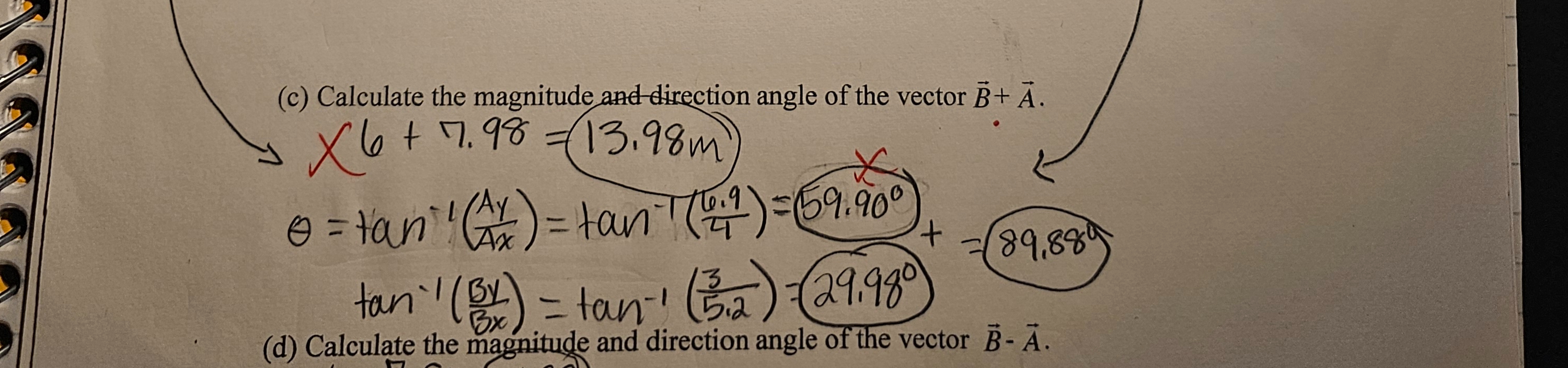 Solved 5c.)(c) ﻿Calculate the magnitude and direction angle | Chegg.com