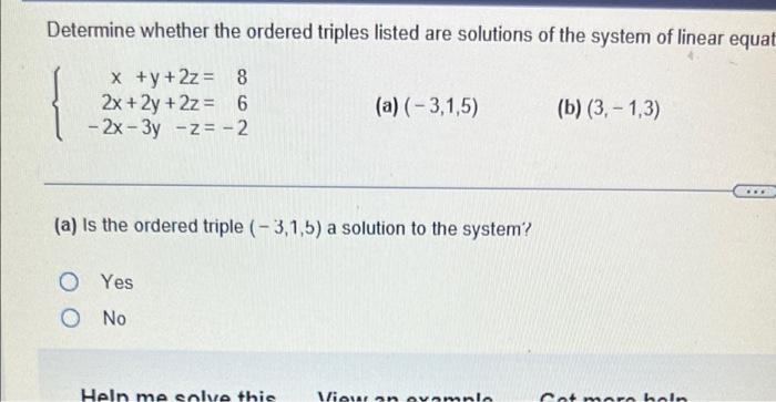 Solved Determine whether the ordered triples listed are | Chegg.com