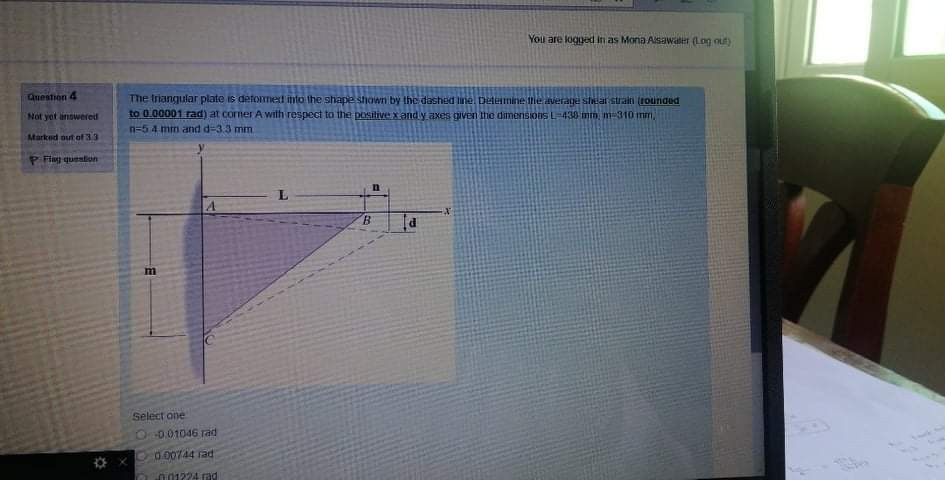 Solved The triangular plate is deformed into the shape shown | Chegg.com