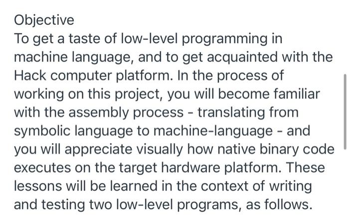 Solved Project 4: Machine Language Programming Background | Chegg.com