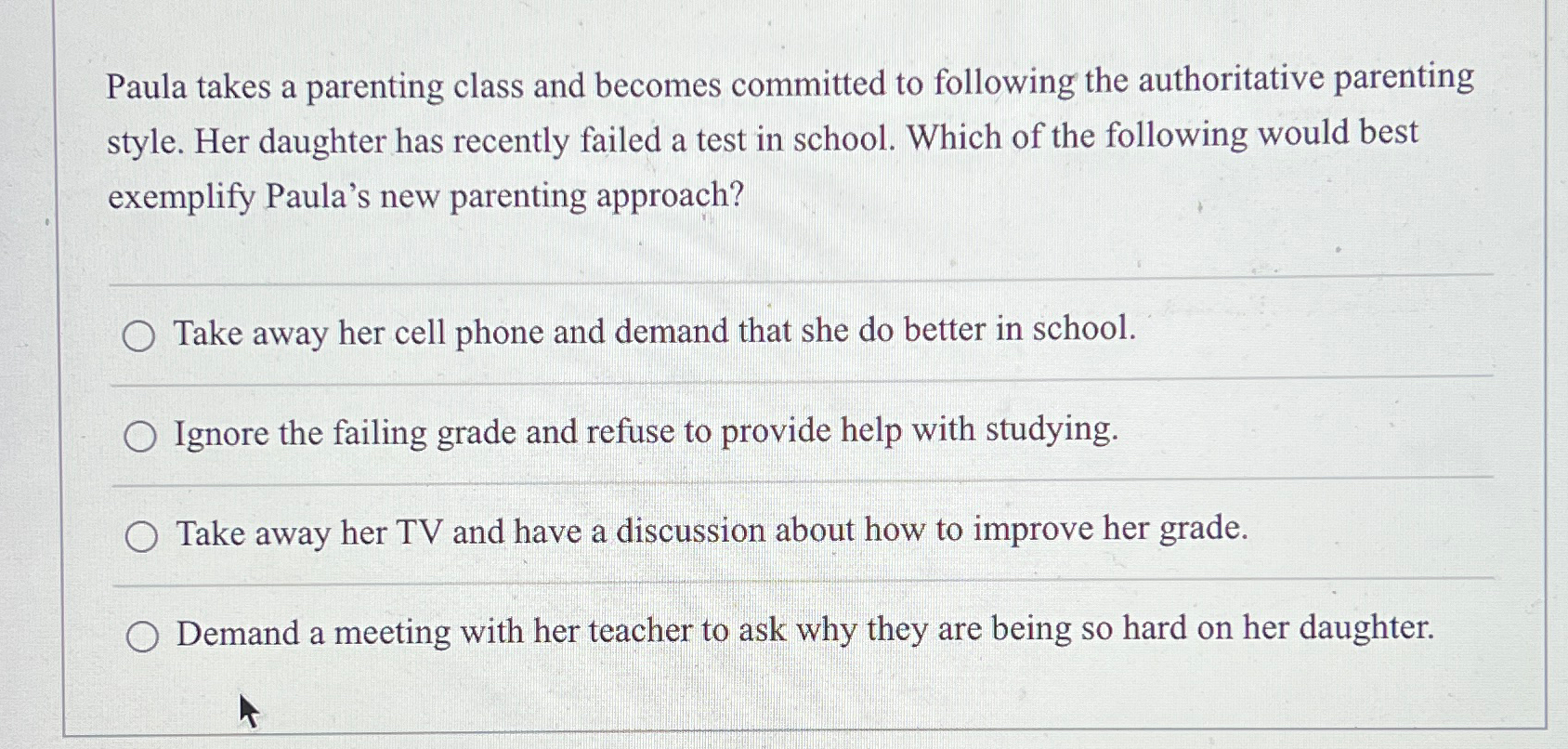 Solved Paula takes a parenting class and becomes committed | Chegg.com