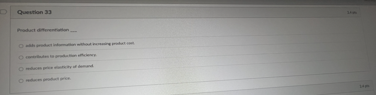 Solved Question 332.4 ﻿ptsProduct differentiation q,adds | Chegg.com