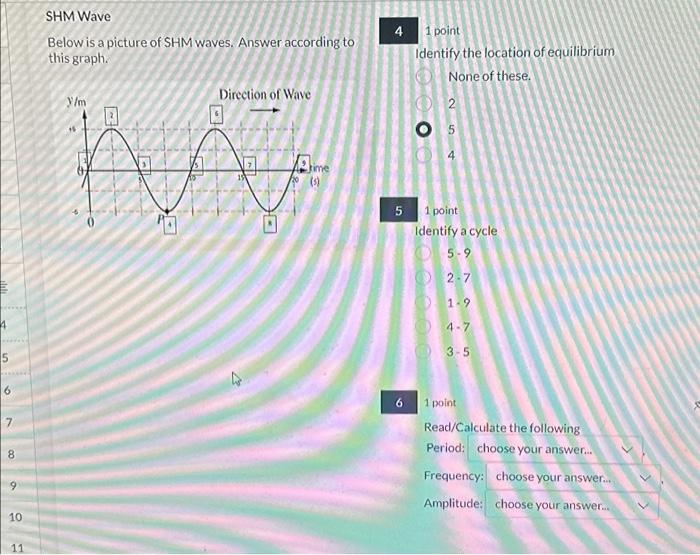 Solved 4 5 6 7 8 9 10 11 SHM Wave Below is a picture of SHM | Chegg.com