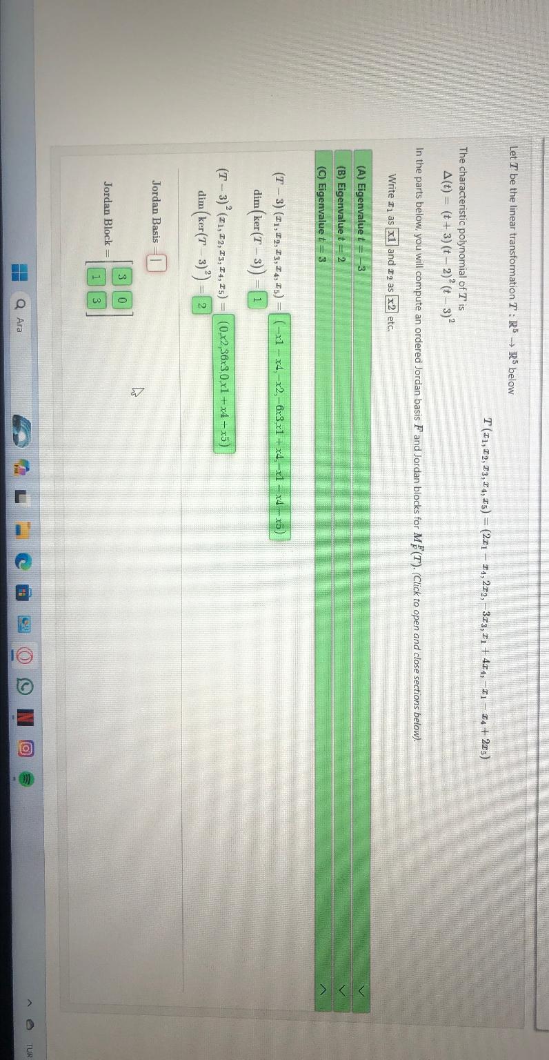 Let T ﻿be the linear transformation T:R5→R5 | Chegg.com