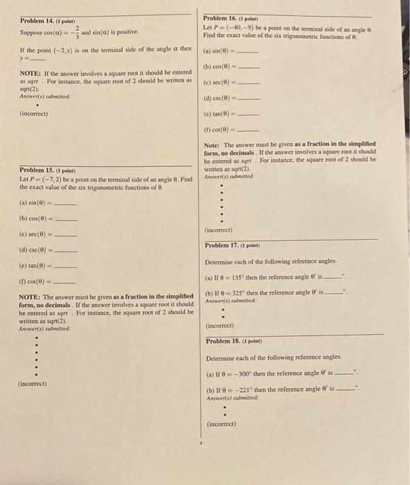 Solved Problem 11. (1 point) Evaluate the following | Chegg.com
