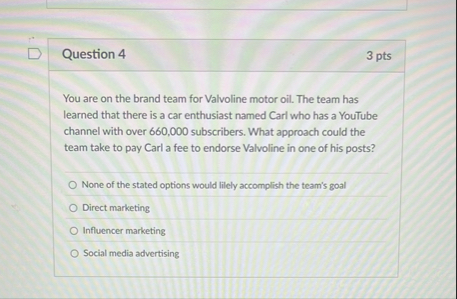 Solved Question 43 ﻿ptsYou are on the brand team for | Chegg.com