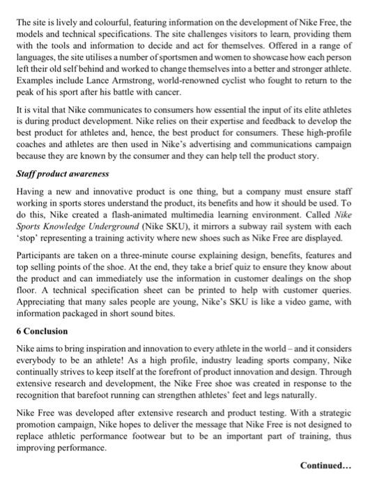 Solved ANSWER ALL QUESTIONS Nike: Product Development-From | Chegg.com