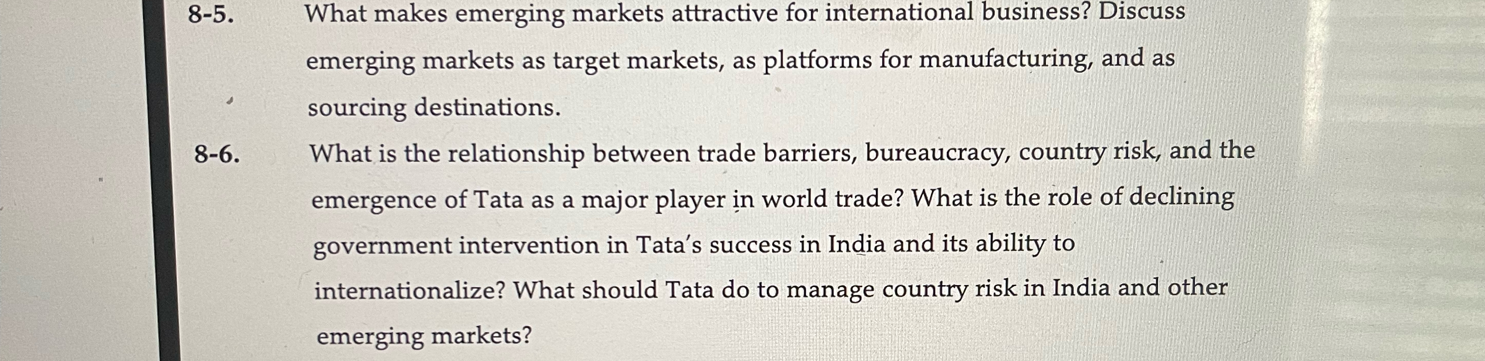 Solved 8-5. ﻿What makes emerging markets attractive for | Chegg.com