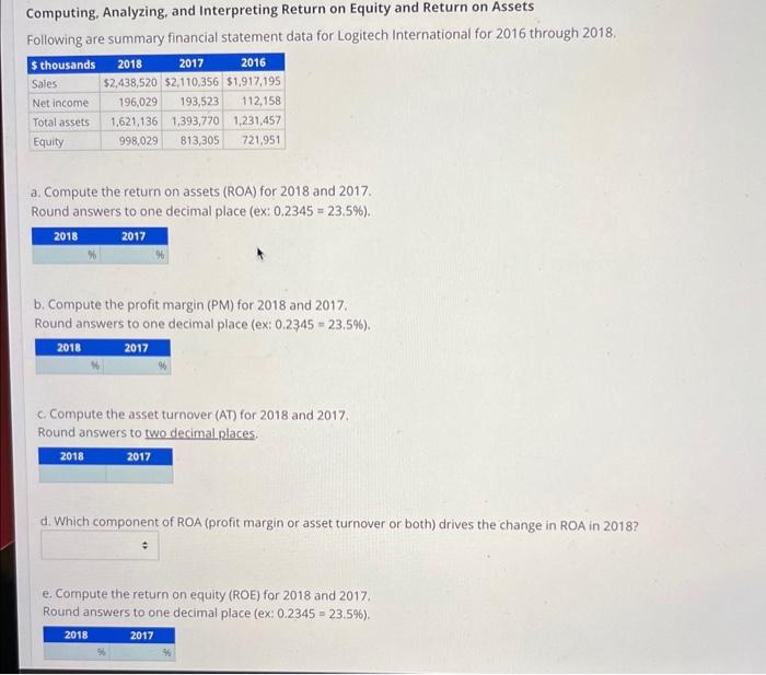 Computing, Analyzing, and Interpreting Return on | Chegg.com