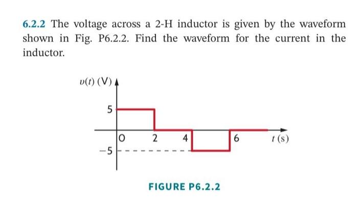 Solved 6.2.2 The voltage across a 2−H inductor is given by | Chegg.com