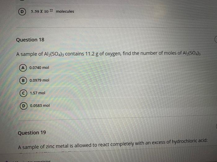 Solved Question 16 Consider the following set of molecules | Chegg.com