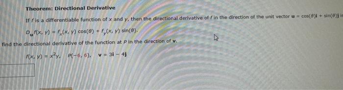 Solved Theorem: Directional Derivative If f is a | Chegg.com