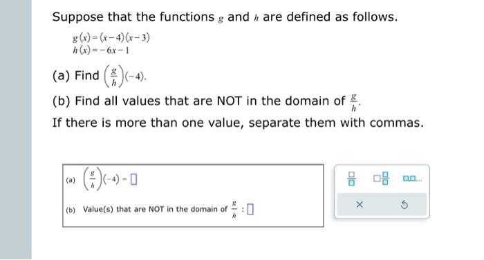 Solved Suppose that the functions g and h are defined as | Chegg.com