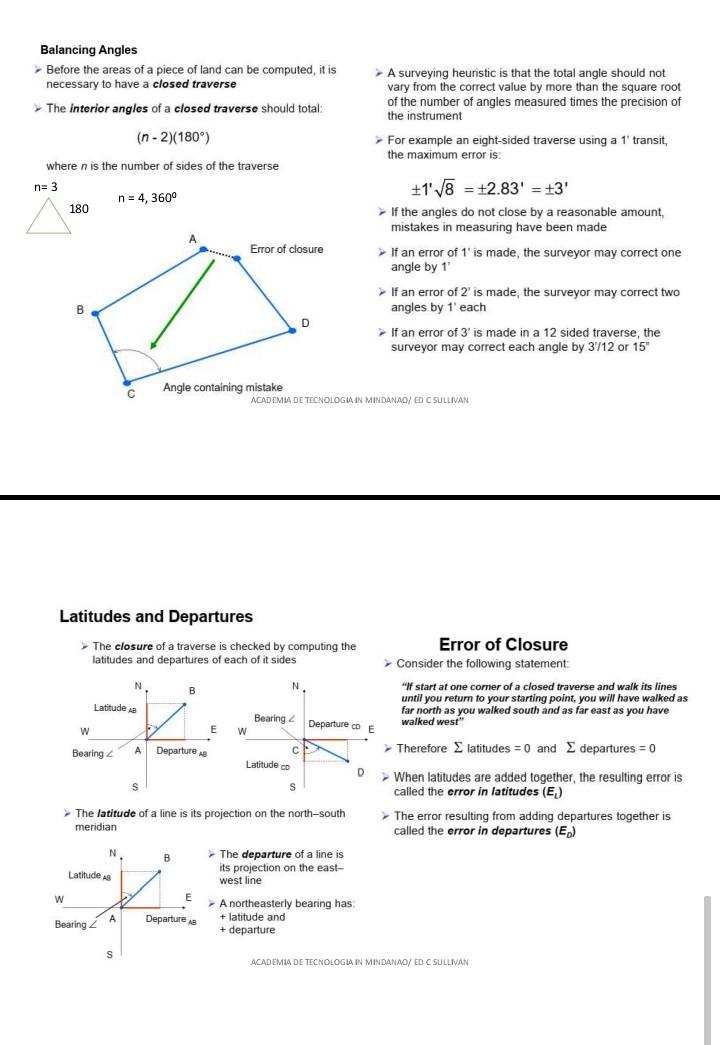 Solved surveying solve the problem like this example | Chegg.com