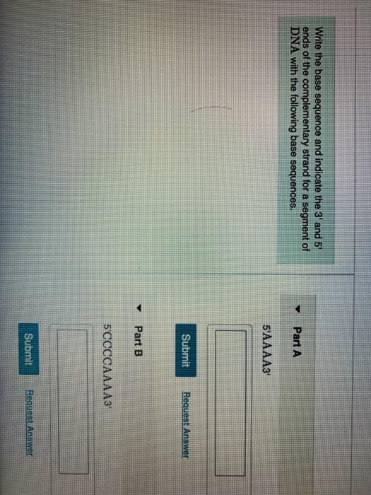 Solved Write the base sequence and indicate the 3 and 5 ends | Chegg.com