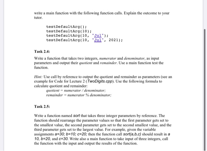 Solved Task 2.2: Given the following function definitions: | Chegg.com