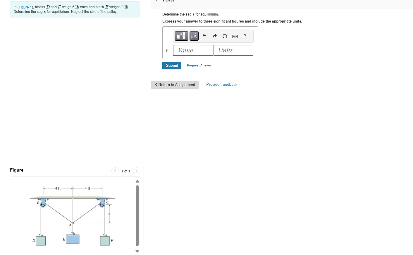 Solved In (Figure 1), ﻿blocks D ﻿and F ﻿weigh 6lb ﻿each and | Chegg.com