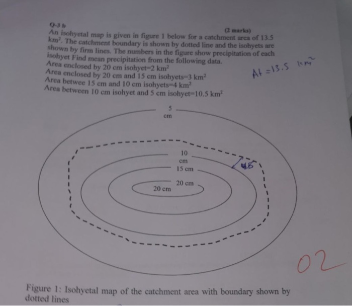 Solved (2 marks) An isohyetal map is given in figure 1 below | Chegg.com