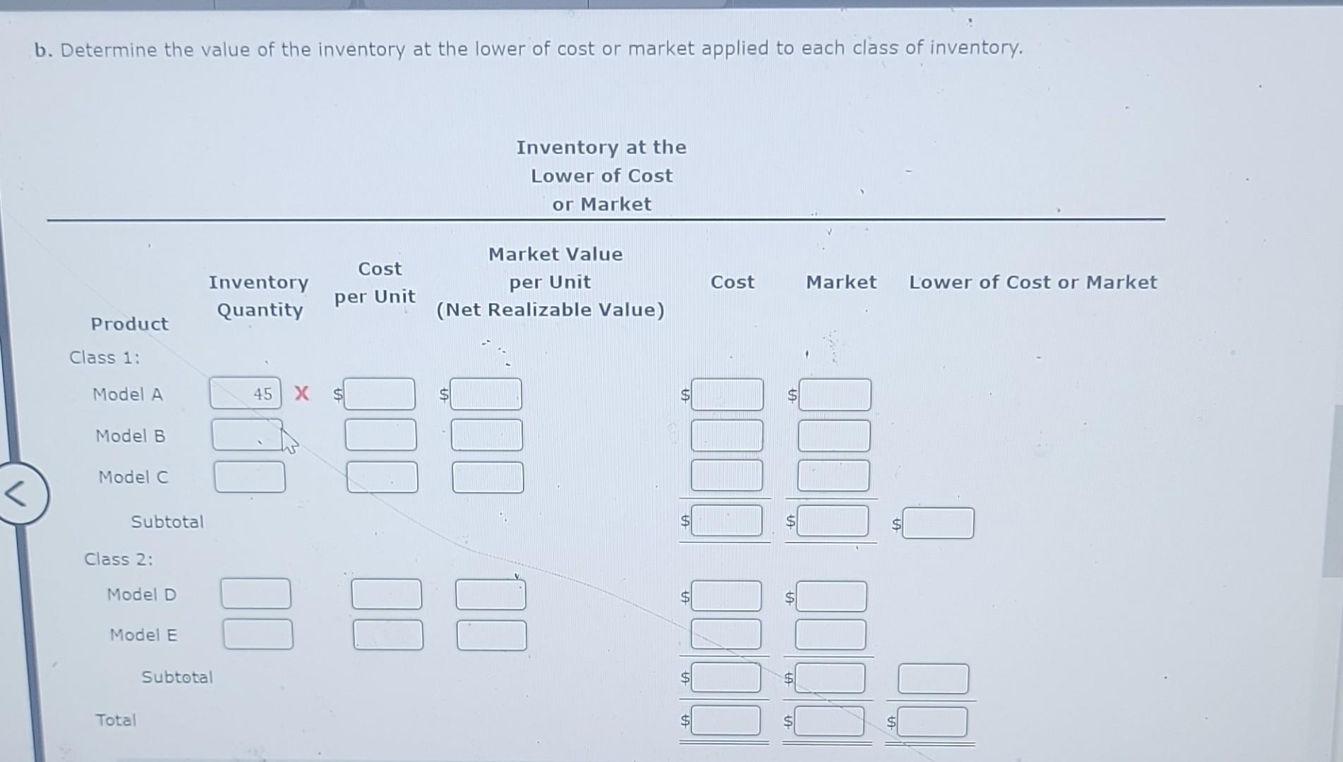 Solved b. Determine the value of the inventory at the | Chegg.com