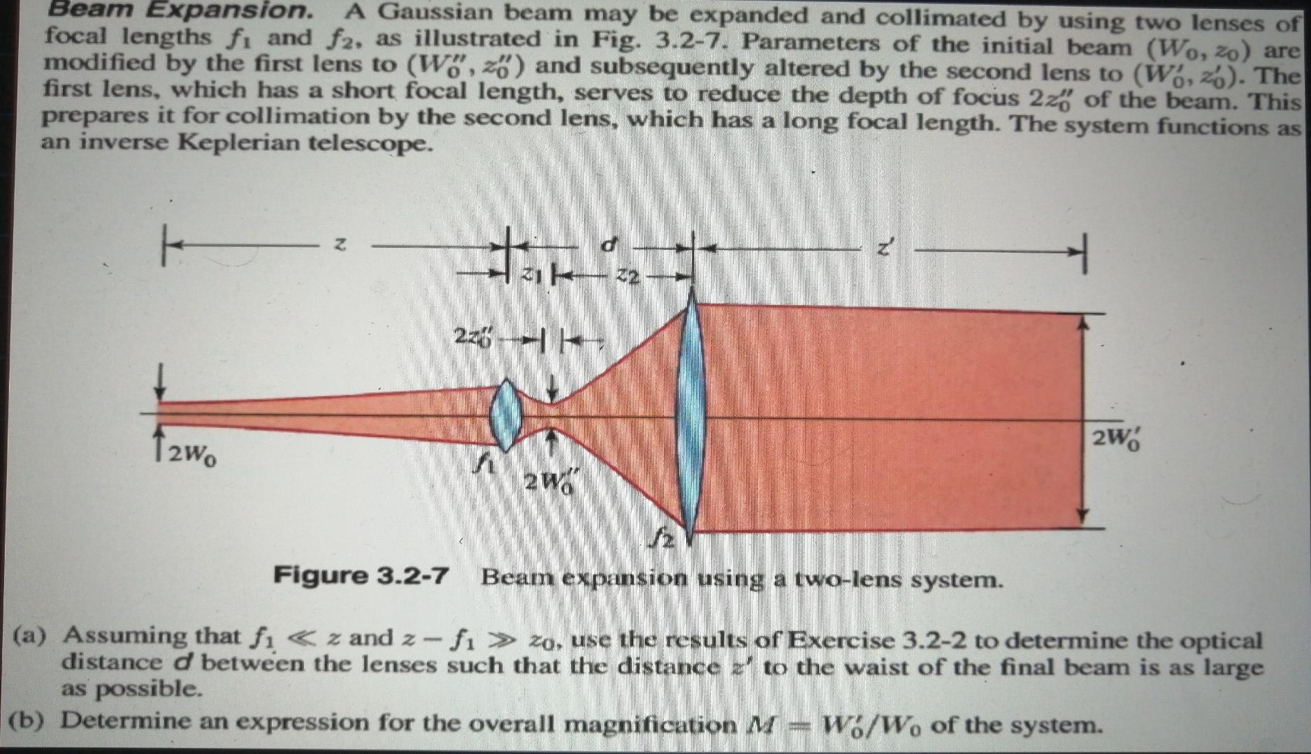 Solved Beam Expansion. A Gaussian beam may be expanded and | Chegg.com