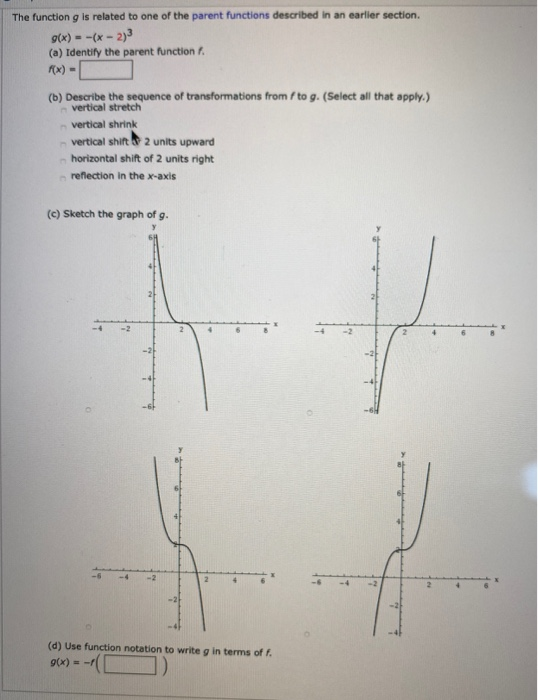 Solved The function g is related to one of the parent | Chegg.com
