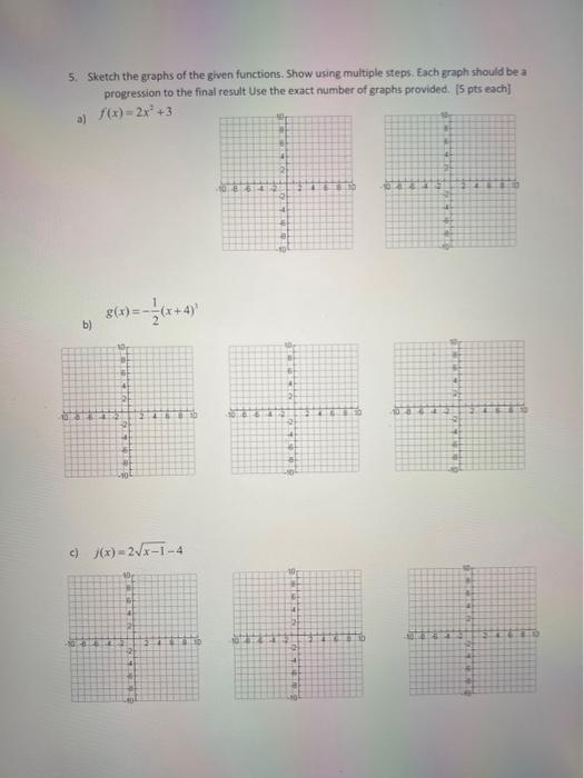 Solved 5. Sketch the graphs of the given functions. Show | Chegg.com