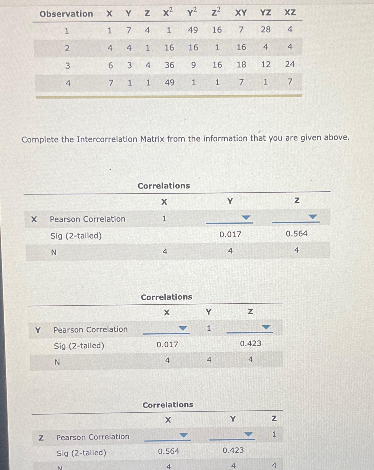 Solved Consider a dats set consisting values for three | Chegg.com