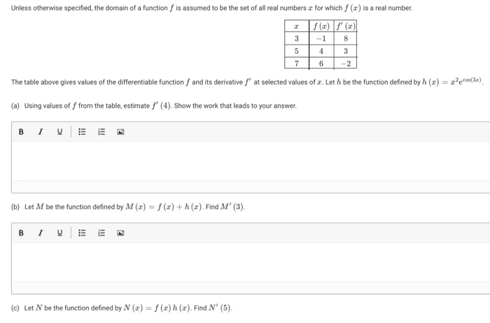 Solved Unless otherwise specified, the domain of a function | Chegg.com
