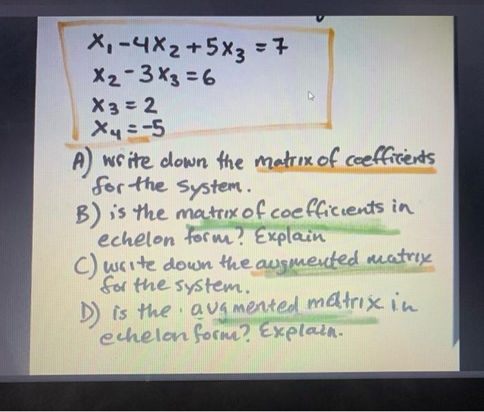 Solved a.) write down the matrix of coefficients for the | Chegg.com