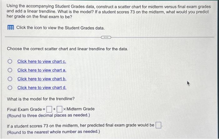 Chart bChart cStudent Grades DataChart aStudent | Chegg.com