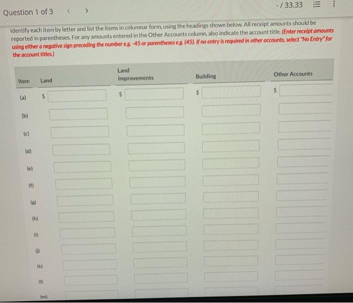 Identify each item by letter and list the items in | Chegg.com