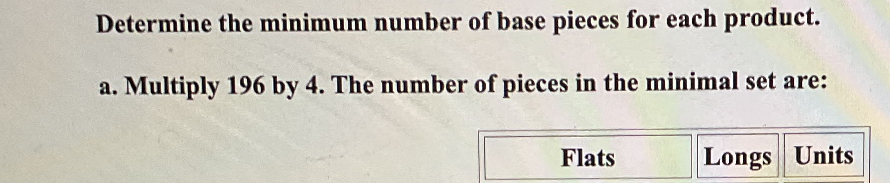 Solved Determine the minimum number of base pieces for each | Chegg.com