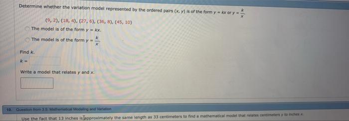 Solved Determine whether the variation model represented by | Chegg.com