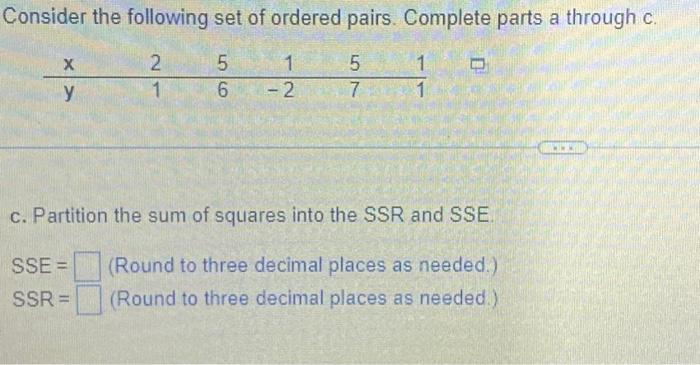 Solved Consider the following set of ordered pairs. Complete | Chegg.com
