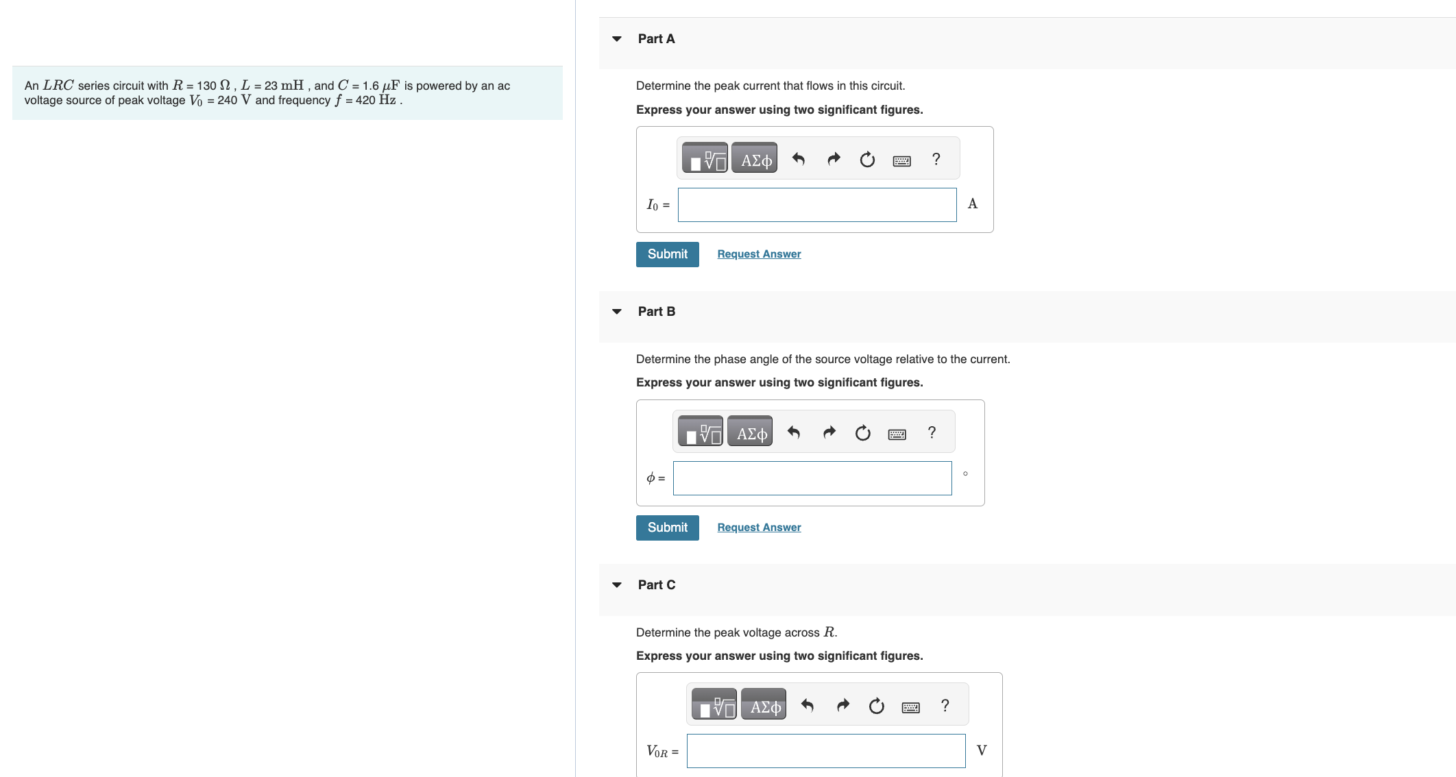 Solved PLEASE ANSWER ASAP ALL QUESTIONS!!Part AAn LRC | Chegg.com
