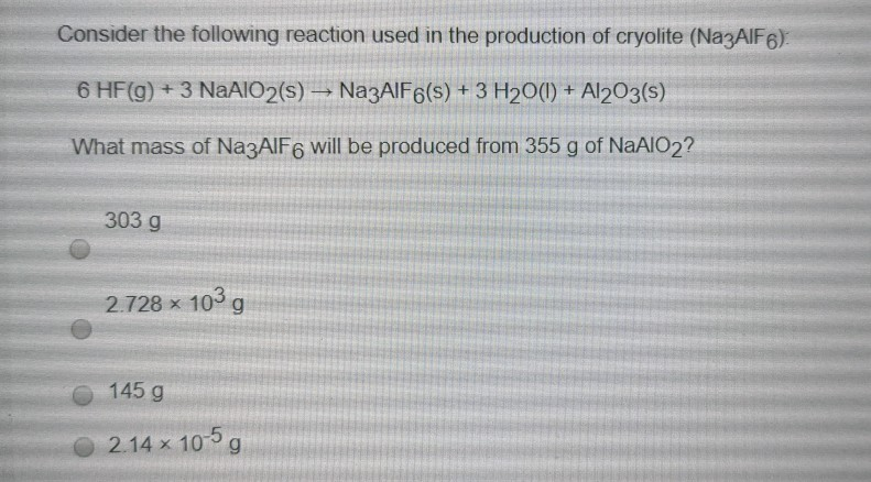 Solved Consider the following reaction used in the | Chegg.com