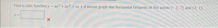 Solved Find a cubic function y=ax3+bx2+cx+d whose graph has | Chegg.com