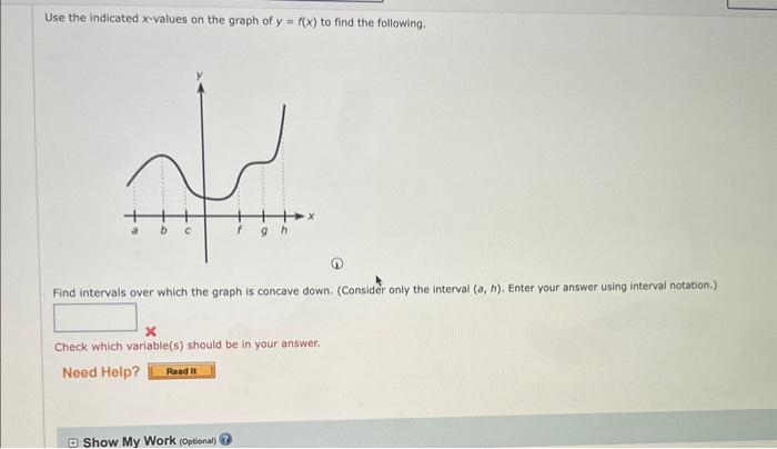Solved Use the indicated x-values on the graph of y=f(x) to | Chegg.com