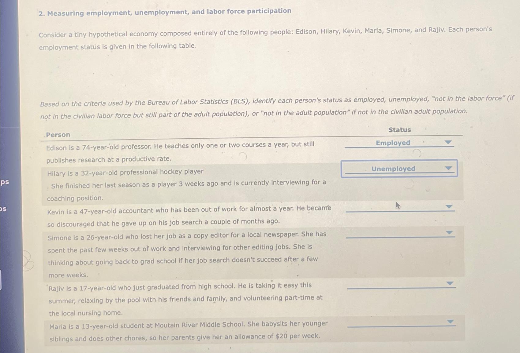 Solved Measuring employment, unemployment, and labor force | Chegg.com