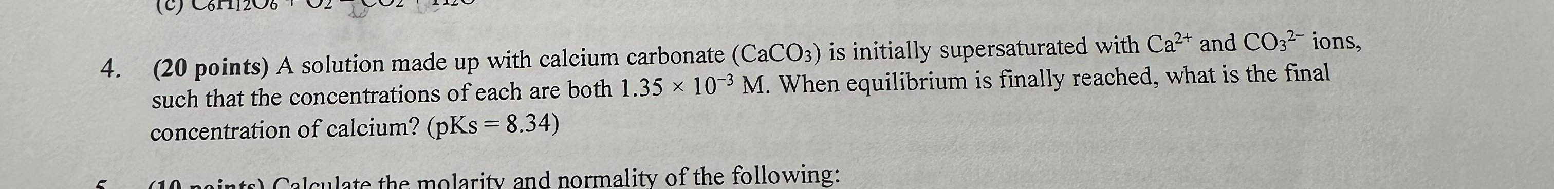 Solved ( 20 ﻿points) ﻿A solution made up with calcium | Chegg.com