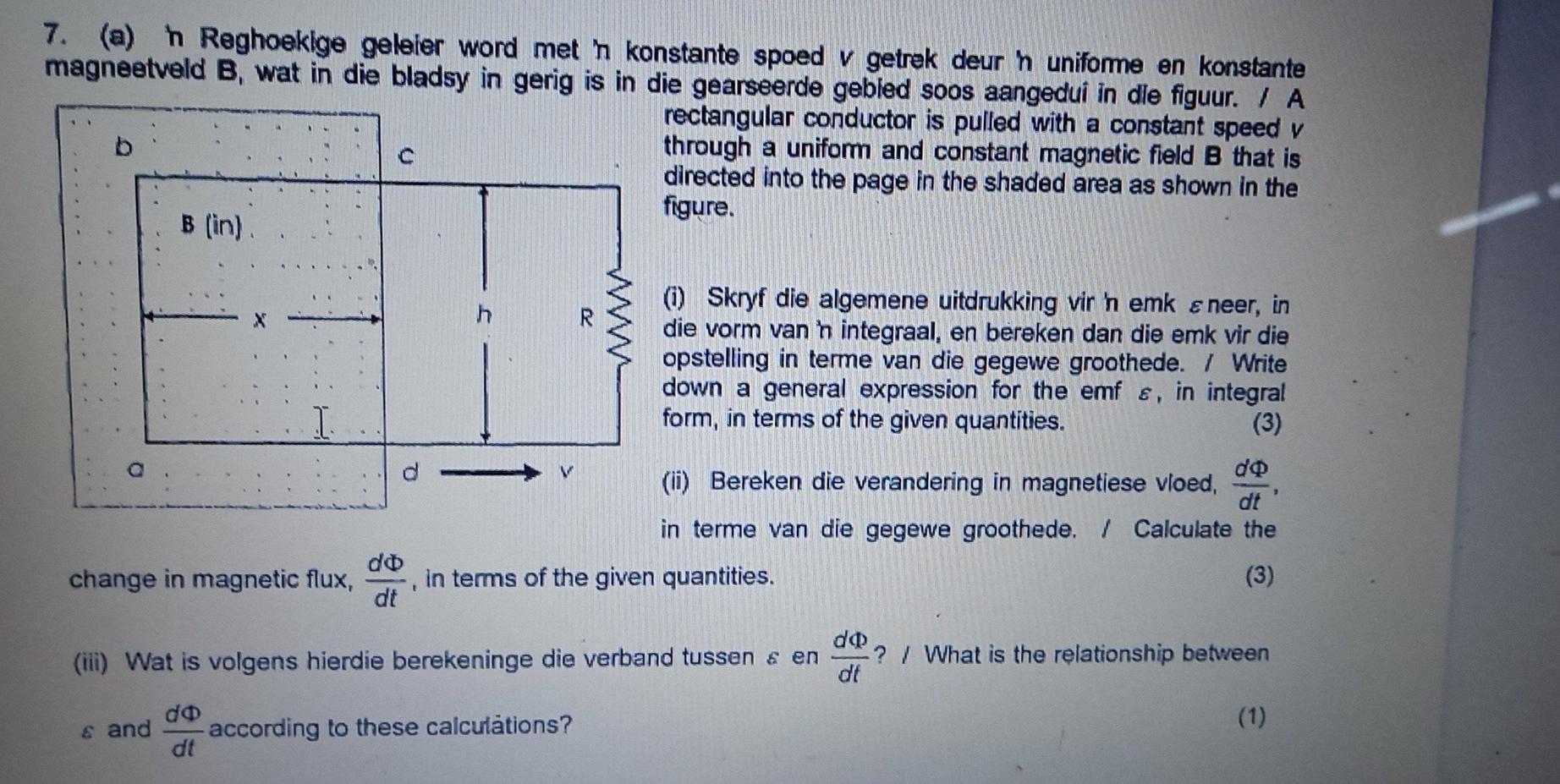 Solved 7. (a) ŉ Reghoekige geleier word met 'n konstante | Chegg.com