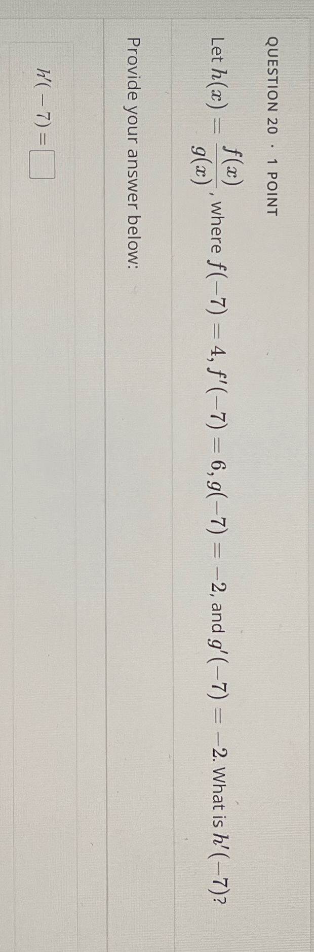 Solved QUESTION 7 * 1 POINTLet h(x)=f(x)g(x), where | Chegg.com Solved QUESTION 7 * 1 POINTLet h(x)=f(x)g(x), where | Chegg.com