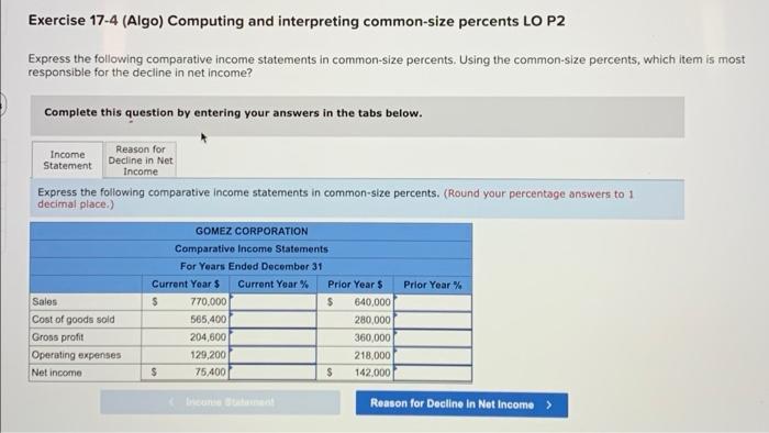 Solved Exercise 17-4 (Algo) Computing and interpreting | Chegg.com Solved Exercise 17-4 (Algo) Computing and interpreting | Chegg.com