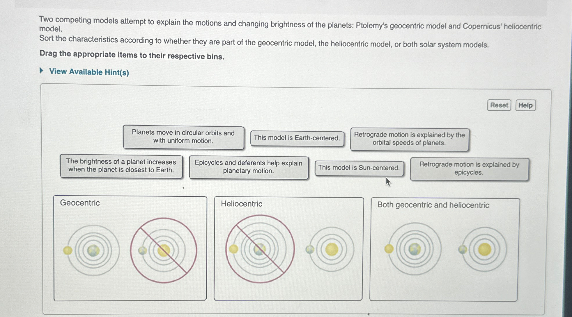 Solved Two competing models attempt to explain the motions | Chegg.com